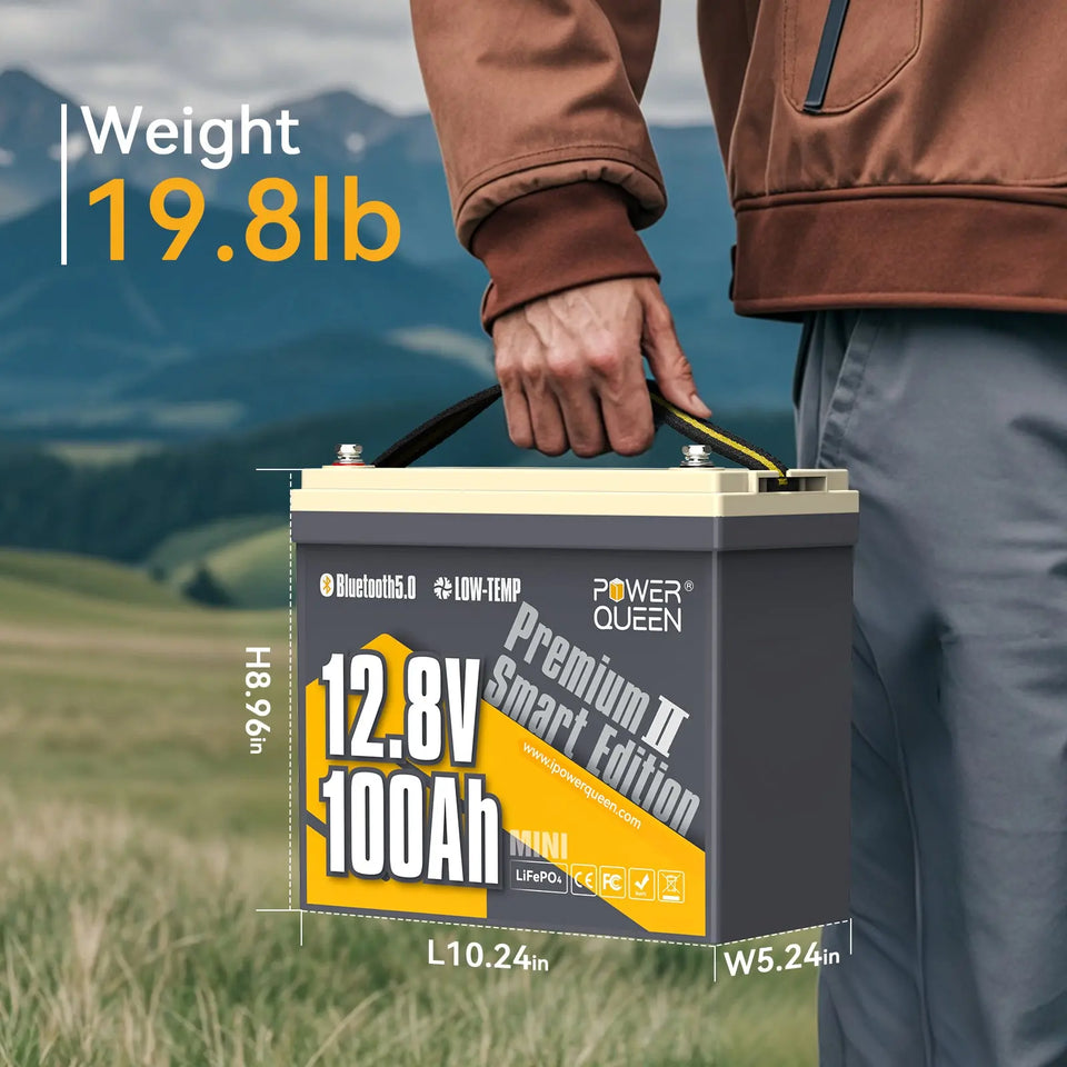 Power Queen 12V 100Ah Mini Low-temp Smart Lithium Battery - Power Queen US