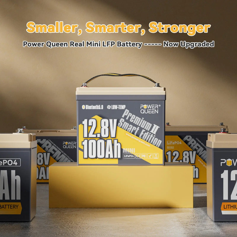 Power Queen 12V 100Ah Mini Low-temp Smart Lithium Battery - Power Queen US