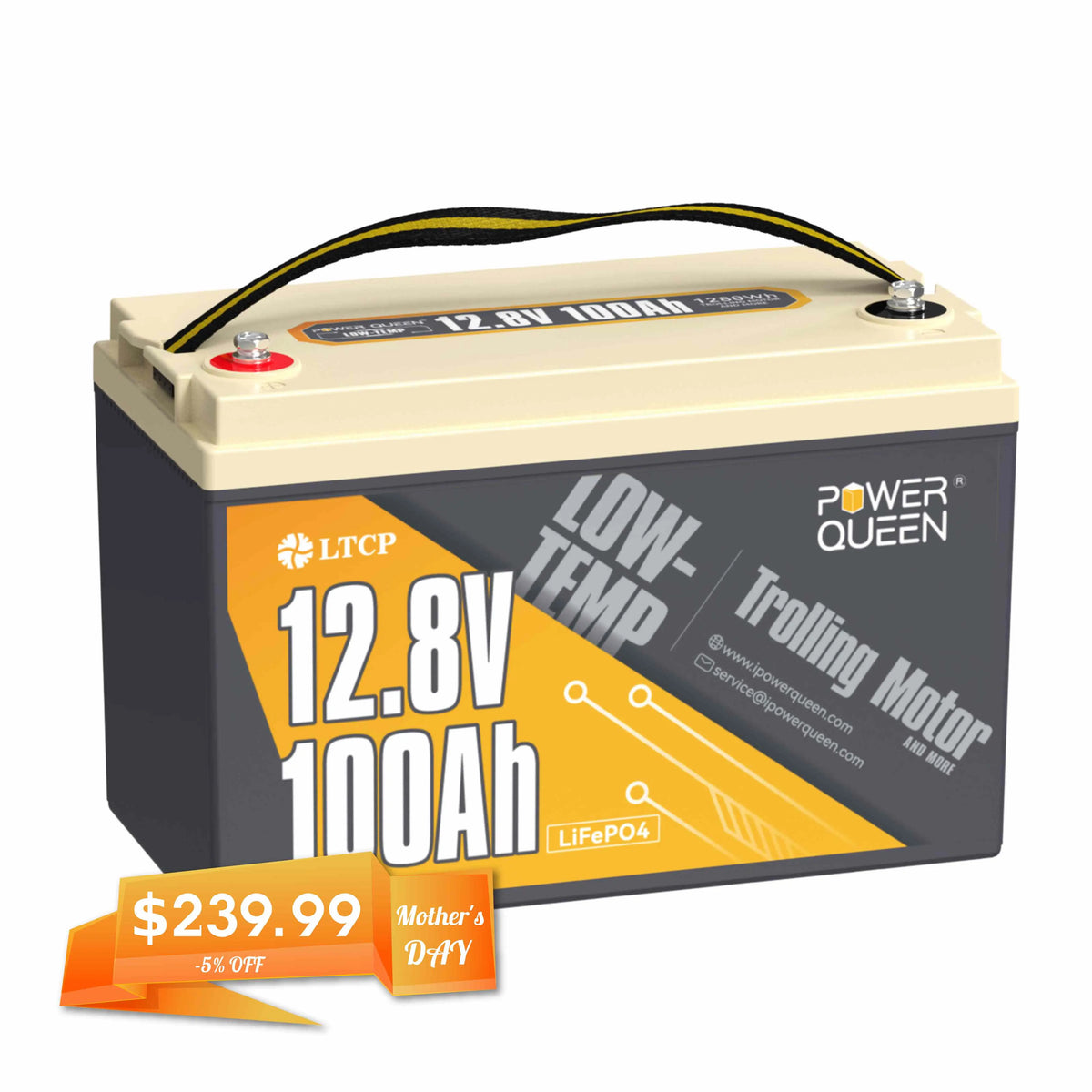 [Only $239] Power Queen 12V 100Ah Low-Temp Deep Cycle Lithium Battery
