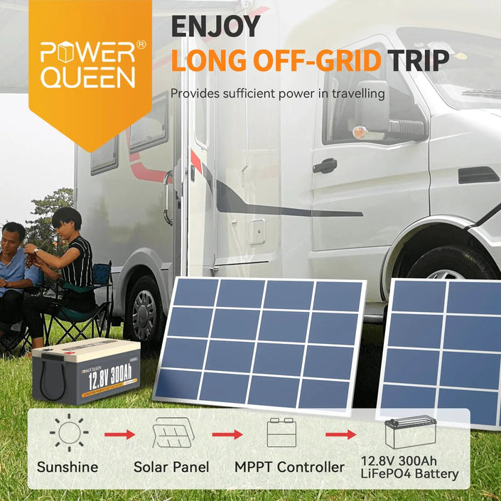 Power Queen 12V 300Ah Deep Cycle Lithium Battery - Power Queen US