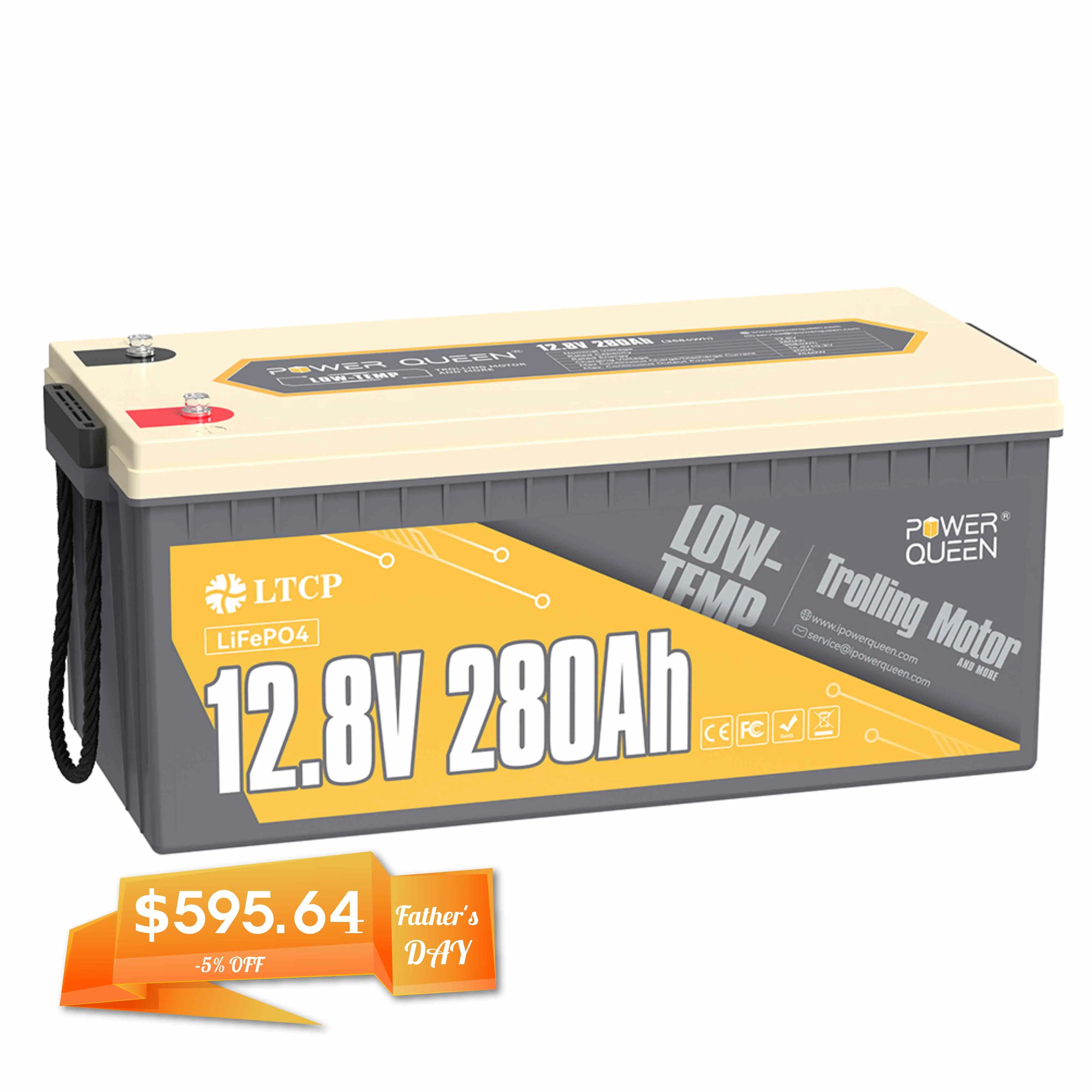 [Only $595] Power Queen 12V 280Ah Low-Temp Deep Cycle Lithium Battery