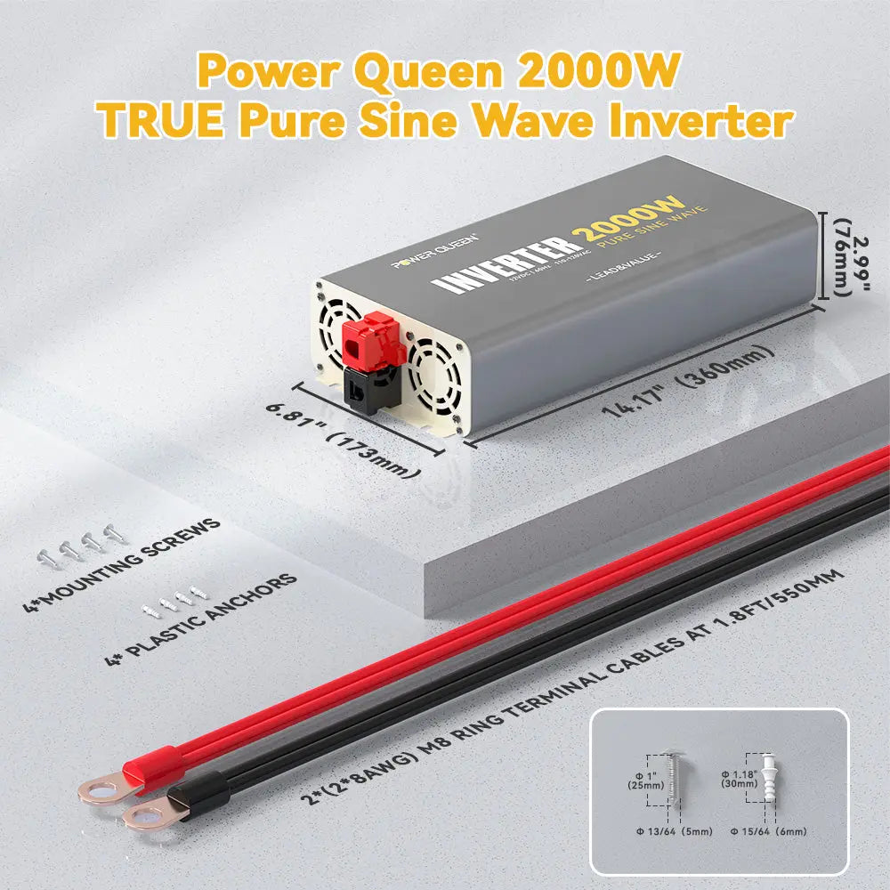 Power Queen 2000W Inverter 12V DC to AC Converter - Power Queen US