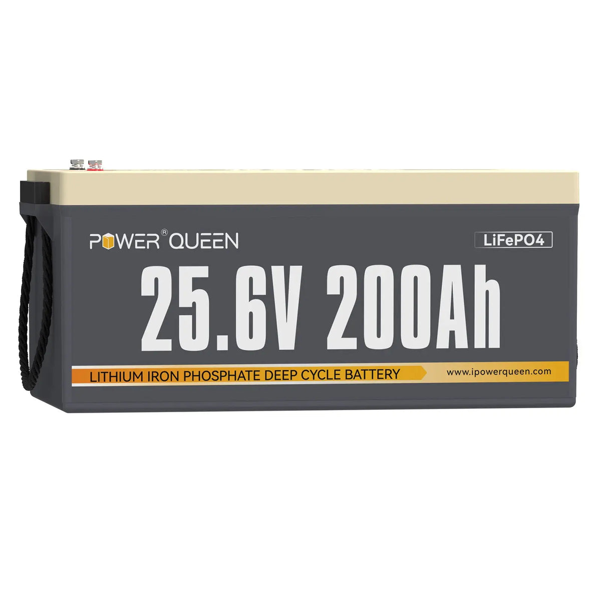 Power Queen 24V 200Ah Deep Cycle Lithium Battery, Built-in 200A BMS