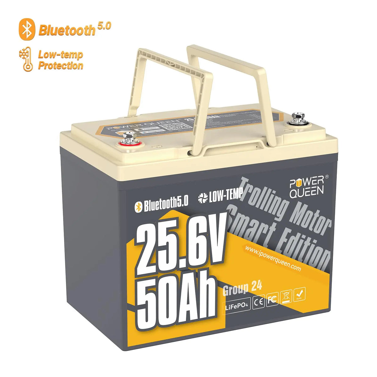 Power Queen 24V 50Ah Smart Lithium Battery - Power Queen US